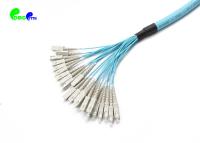 China OM3 24F Pre - terminated Trunk Cable 50 / 125μm SC UPC Fanout 2.0mm Fiber Optic Patch Cord With Aqua LSZH Material for sale