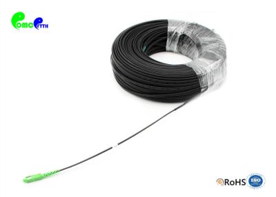 China Outdoor FTTH Aerial Drop Fiber Optic Pigtail SC APC 9 / 125μm Simplex G657A1 Self-Supporting cable black LSZH Jacket for sale