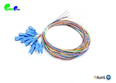 China 12 Cores 12 Colors SC UPC Fiber Optic Pigtail set 9 / 125μm Single Mode 2M 0.9mm LSZH Cable Loose buffer easy to strip for sale