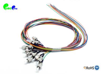 China 12 Fiber 0.9mm 12 Color 9 / 125μm FC UPC Optical Fiber Pigtail OS2 G657A1 900μm With 2M LSZH Yellow Tight Buffer for sale