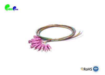 China SC OM4 2m  Fiber Optic Pigtail  900um 12F 12 Colors OM4 50 / 125μm Loose buffer LSZH easy to strip for sale