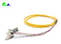 China Pre-terminated Fanout FC Fiber Optic Pigtail 12F 12 Color 9 / 125 μm OS2 G657A1 fanout 0.9mm tail LSZH Yellow for sale