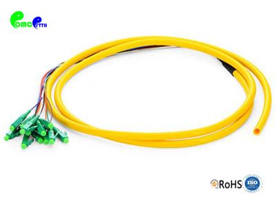 China Fiber Optic Pre - terminated Pigtail LC APC 12 Cores Single Mode Bunch fanout 0.9mm 1.5m LSOH for sale