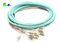 China LC  OM3 Fiber Optic Pre - terminated Pigtail 12F 12 Colors LC UPC OM3 Aqua  Bunch Fanout 0.9mm tail  LSZH Material for sale