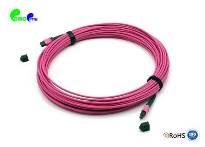 China 24F OM4 MPO Trunk Cable Senko MPO female - MPO Male 50 / 125μm With Magenta LSZH 3.0mm OD cable Jacket for sale