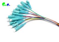 China OM3 12F MPO Trunk Cable  50 / 125μm MPO Male to LC UPC Fanout 0.9mm LSZH 0.3M Senko Low Insertion Loss for sale