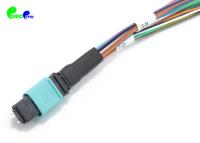 China MPO Trunk Cable OM3 24F MPO Male to LC UPC Fanout 0.9mm 50 / 125μm 0.3m Aque LSZH for sale