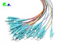 China MPO Trunk Cable OM3 24F MPO Male to LC UPC Fanout 0.9mm 50 / 125μm 0.3m Aque LSZH for sale