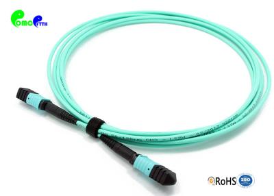 China MPO Trunk Cable OM3 3.0mm 5M 50 / 125μm 24F Senko MPO Female To MPO Female LSZH Cable Aqua for sale