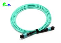 China OM3 12F MPO Trunk Cable Senko MPO female to MPO female 50 / 125um 3.0mm 5m LSZH Aque Low Insertion Loss for sale