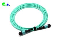 China OM3 12F 3.0mm MPO Trunk Cable MPO Female to MPO Female 50 / 125μm With LSZH Aqua 10M Polarity B MPO Fiber Cable for sale