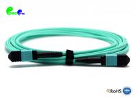 China OM3 12F 3.0mm MPO Trunk Cable MPO Female to MPO Female 50 / 125μm With LSZH Aqua 10M Polarity B MPO Fiber Cable for sale
