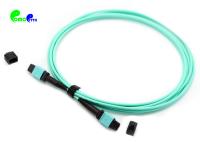 China OM3 12F 3.0mm MPO Trunk Cable MPO Female to MPO Female 50 / 125μm With LSZH Aqua 10M Polarity B MPO Fiber Cable for sale