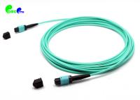 China OM3 12F 3.0mm MPO Trunk Cable MPO Female to MPO Female 50 / 125μm With LSZH Aqua 10M Polarity B MPO Fiber Cable for sale