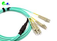 China MPO Trunk Cable OM3 8F Pre - terminated Fanout 2.0mm MPO Female to LC UPC Multimode MPO Aque Harness Cable for sale
