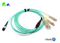 China MPO Trunk Cable OM3 8F Pre - terminated Fanout 2.0mm MPO Female to LC UPC Multimode MPO Aque Harness Cable for sale