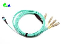 China MPO Trunk Cable OM3 8F Pre - terminated Fanout 2.0mm MPO Female to LC UPC Multimode MPO Aque Harness Cable for sale