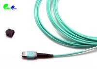 China MPO Trunk Cable OM3 8F Pre - terminated Fanout 2.0mm MPO Female to LC UPC Multimode MPO Aque Harness Cable for sale