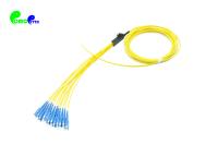 China LSZH Yellow Jacket Fiber Optic Pigtail 12F 9 / 125μM SC UPC Ribbon Fanout 2.0mm for sale