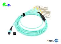 China OM3 Breakout 2.0mm MPO Trunk Cable 12F MPO Female to SC UPC With 50 / 125μm LSZH Aqua Color for sale