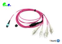 China 8F OM4 MPO Trunk Cable MPO Female to SC UPC 8F 50 / 125μm Fanout 2.0mm Magenta 5M Type B for sale