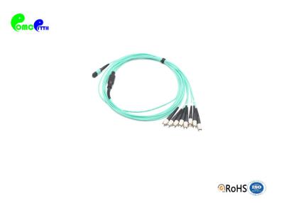 China MPO Trunk Cable OM3 8 Fibers Pre - terminated MPO Female to FC UPC OM3 8 Fibers Fanout 2.0mmWith Aque LSZH Jacket for sale