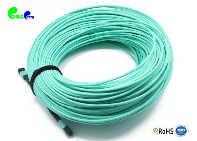 China OM3 12F MPO Female - MPO female OM3 50 / 125μm MPO Trunk Cable Aque LSZH 200M 3.0mm  For 40G / 100G Data Center Solution for sale