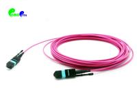 China MTP Trunk Cable OM4 12F 3.0mm MTP Female 50 / 125μm With Push / Pull Tab Magenta LSZH Jacket for sale