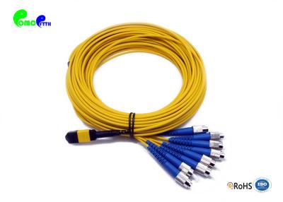 China MTP Harness cable 8F SM MTP Male to FC UPC 9 / 125 Yellow 3.0mm OD LSZH Jacket Pre - terminated Fanout 2.0mm FC TAIL for sale