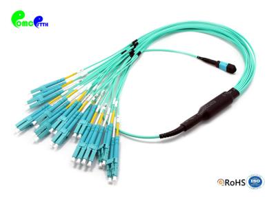 China MTP Trunk Cable OM3 Pre - terminated Duplex 24F MTP Male to LC PC 50 / 125μm Fanout 2.0mm With Aque LSZH Jacket for sale