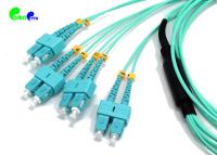 China MTP Trunk Cable OM3 MTP Female to 4 SC UPC Duplex 8 Fibers 50 / 125 harness Breakout Patch Cable for sale