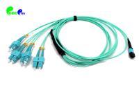 China MTP Trunk Cable OM3 MTP Female to 4 SC UPC Duplex 8 Fibers 50 / 125 harness Breakout Patch Cable for sale