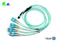 China MTP Trunk Cable OM3 MTP Female to 4 SC UPC Duplex 8 Fibers 50 / 125 harness Breakout Patch Cable for sale