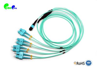 China MTP Trunk Cable OM3 MTP Female to 4 SC UPC Duplex 8 Fibers 50 / 125 harness Breakout Patch Cable for sale
