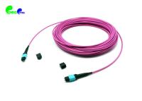 China OM4 MTP Male 24F SX 50 / 125μm MTP Trunk Cable With G651 Magenta LSZH Jacket for sale