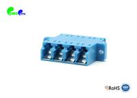 China LC Female To LC Female Quad Fiber Optic Adapter With Color Blue Internal Shutter- Full flange for sale