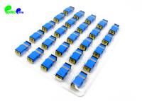 China Fiber Optic Adapter SC SM Simplex Reduced Flange With Auto Shutter High Repeatability Color Blue Adapter for sale