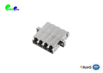 China LC Quad Metal Fiber Optic Adapter With Flange 0.2dB Low Insertion Loss for sale