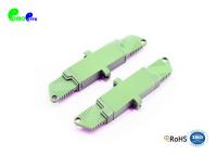 China 9 / 125μm E2000 APC to E2000 APC Simplex Fiber Optic Adapter Green Plastic With Flange IL < 0.2dB for sale