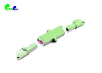 China 9 / 125μm E2000 APC to E2000 APC Simplex Fiber Optic Adapter Green Plastic With Flange IL < 0.2dB for sale
