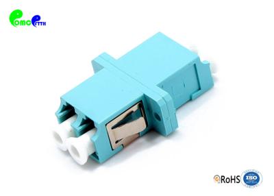 China Fiber Optic Adapter OM3 LC PC Duplex Adapter 50 / 125μm With Aqua Color Full Flange for sale