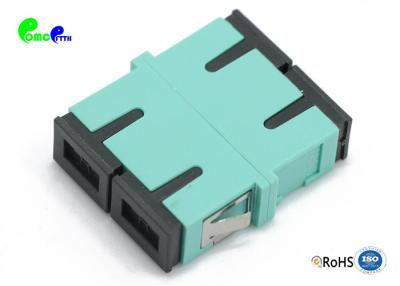 China Optical Fiber Adapter OM3 SC - SC Duplex Aqua Color Plastic Long Life With Reduced Flange for sale