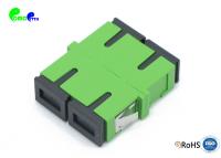 China Fiber Optic Adapter Duplex SC APC Adapter 9 / 125μm With Reduced Flange SM Green Plastic Material for sale