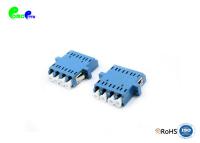 China Ceramic Sleeve Optical Fiber Adapter LC Quad SC Footprint Slotted Type Adapter With Full Flange Blue Plastic for sale