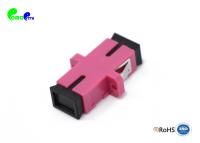 China Optical Fiber Adapter OM4 SC PC Simplex 50 / 125μm With Full Flange Magenta Color Light Plastic Body for sale