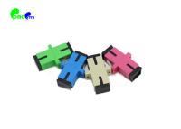 China Optical Fiber Adapter OM4 SC PC Simplex 50 / 125μm With Full Flange Magenta Color Light Plastic Body for sale