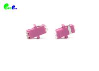 China OM4 Optical Fiber Adapter LC PC To LC PC Duplex 50 / 125μm With Full Flange Magenta Plastic Material for sale