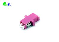 China OM4 Optical Fiber Adapter LC PC To LC PC Duplex 50 / 125μm With Full Flange Magenta Plastic Material for sale
