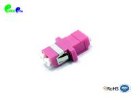 China OM4 Optical Fiber Adapter LC PC To LC PC Duplex 50 / 125μm With Full Flange Magenta Plastic Material for sale