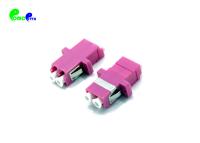 China OM4 Optical Fiber Adapter LC PC To LC PC Duplex 50 / 125μm With Full Flange Magenta Plastic Material for sale